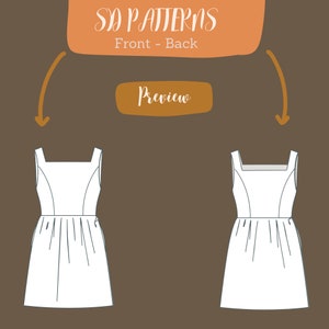 Set 2 Linen Dress Sewing Pattern, A-line Loose Dress, Hight Waist Linen ...