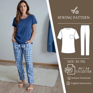 Pajama Set Pattern, Pdf Pattern Download, Pjs Sewing Pattern, Pj Sewing Pattern, Easy Bundle ...
