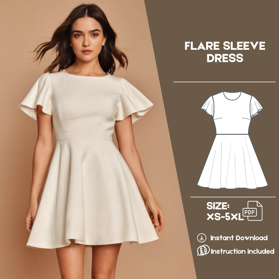 A-line Ruffle Dress Sewing Pattern: Short Sleeve (PDF Pattern) - Etsy