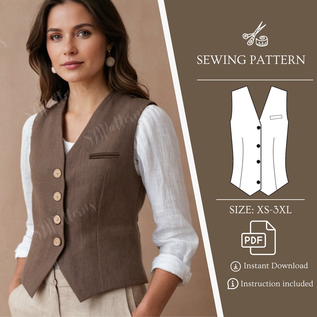Women's Vest PDF Sewing Pattern Cropped Vest Pattern PDF Crop Top ...