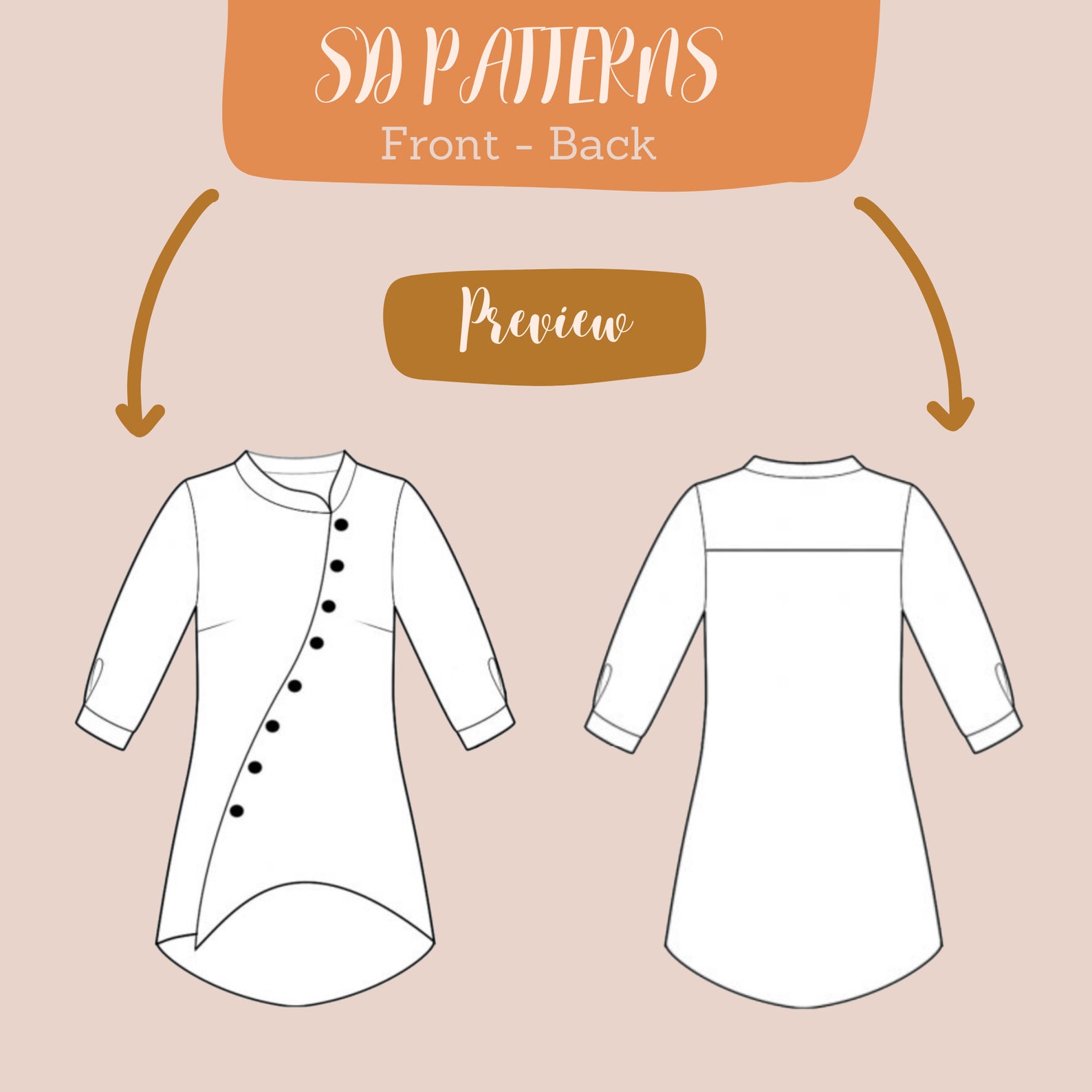 Asymmetrical Tunic PDF Sewing Pattern Linen Blouse Pattern - Etsy Australia