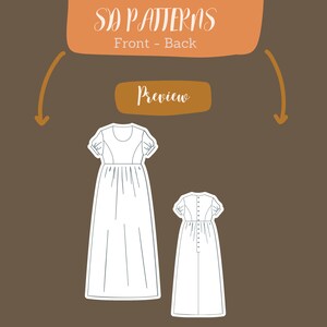 Woman Bishop Sleeve Dress Pattern , Pockets Linen Dress , PDF Sewing ...