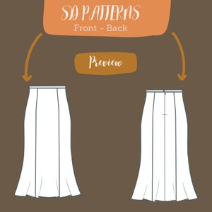 High Waist Midi Trumpet Skirt Sewing Pattern, PDF Sewing Pattern ...