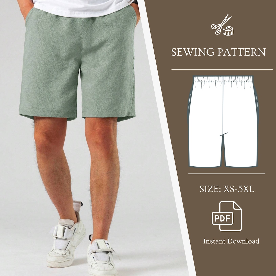 Men's Shorts Pattern, Easy Beginner Digital Pattern, Linen Shorts ...