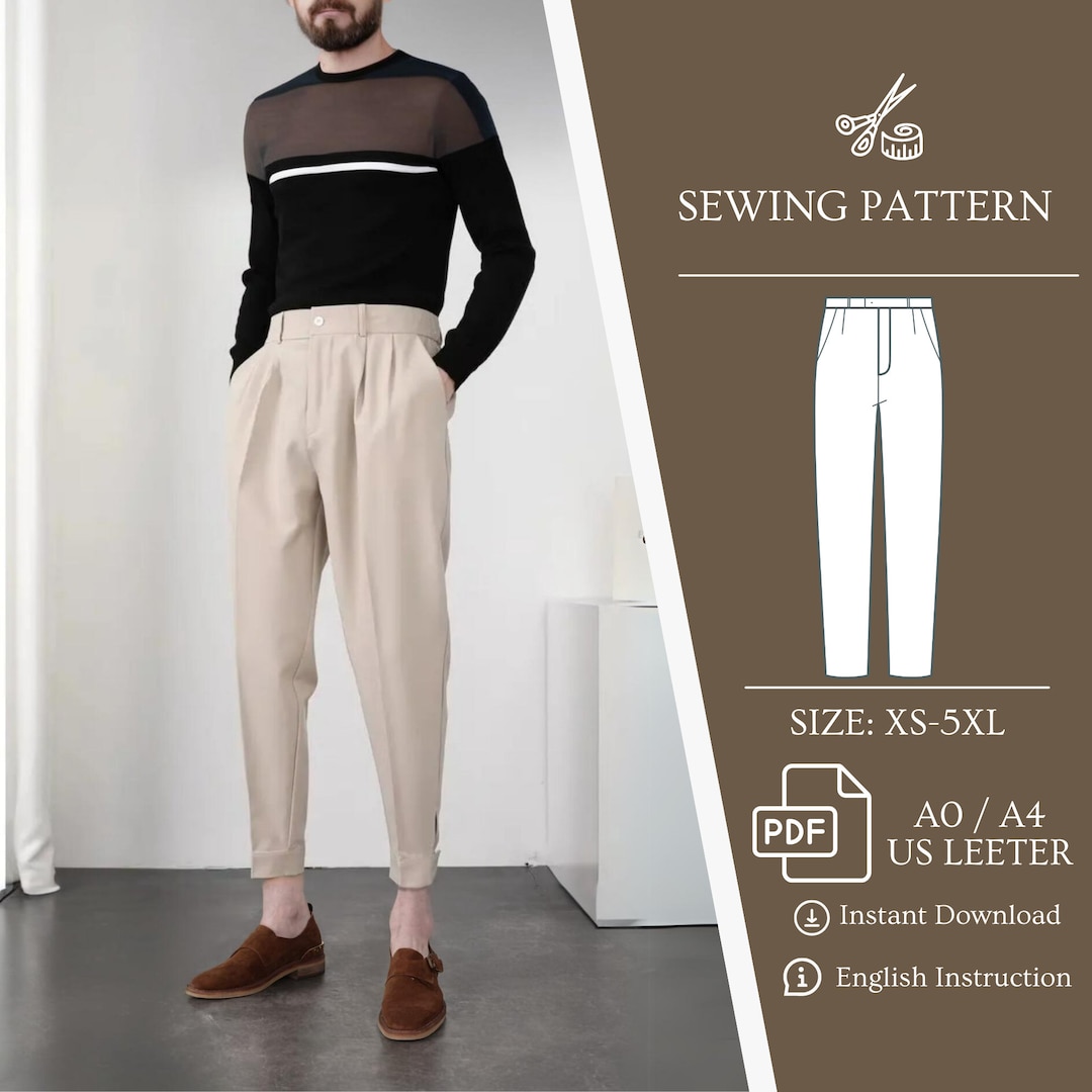 Peg Leg Man Pants Sewing Pattern Classic Trousers PDF Sewing, Instant Download, Man Sewing ...