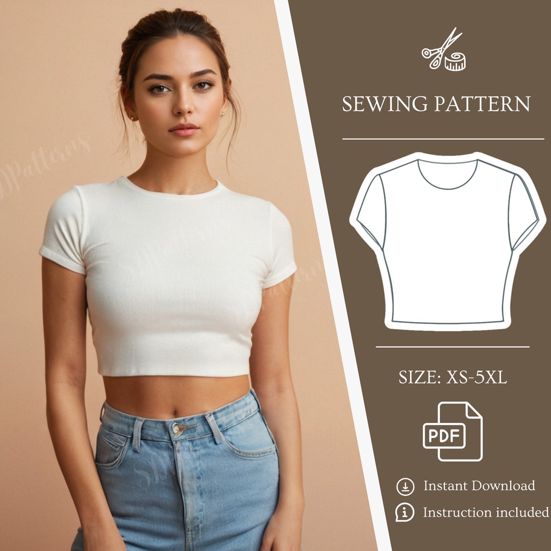 Women Crop Top Sewing Pattern, Simple Easy PDF Pattern, Summer Crop Top ...