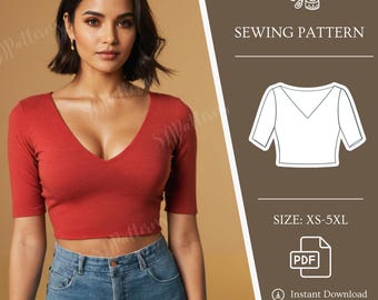 Basic V-neck Top PDF Sewing Pattern - Etsy