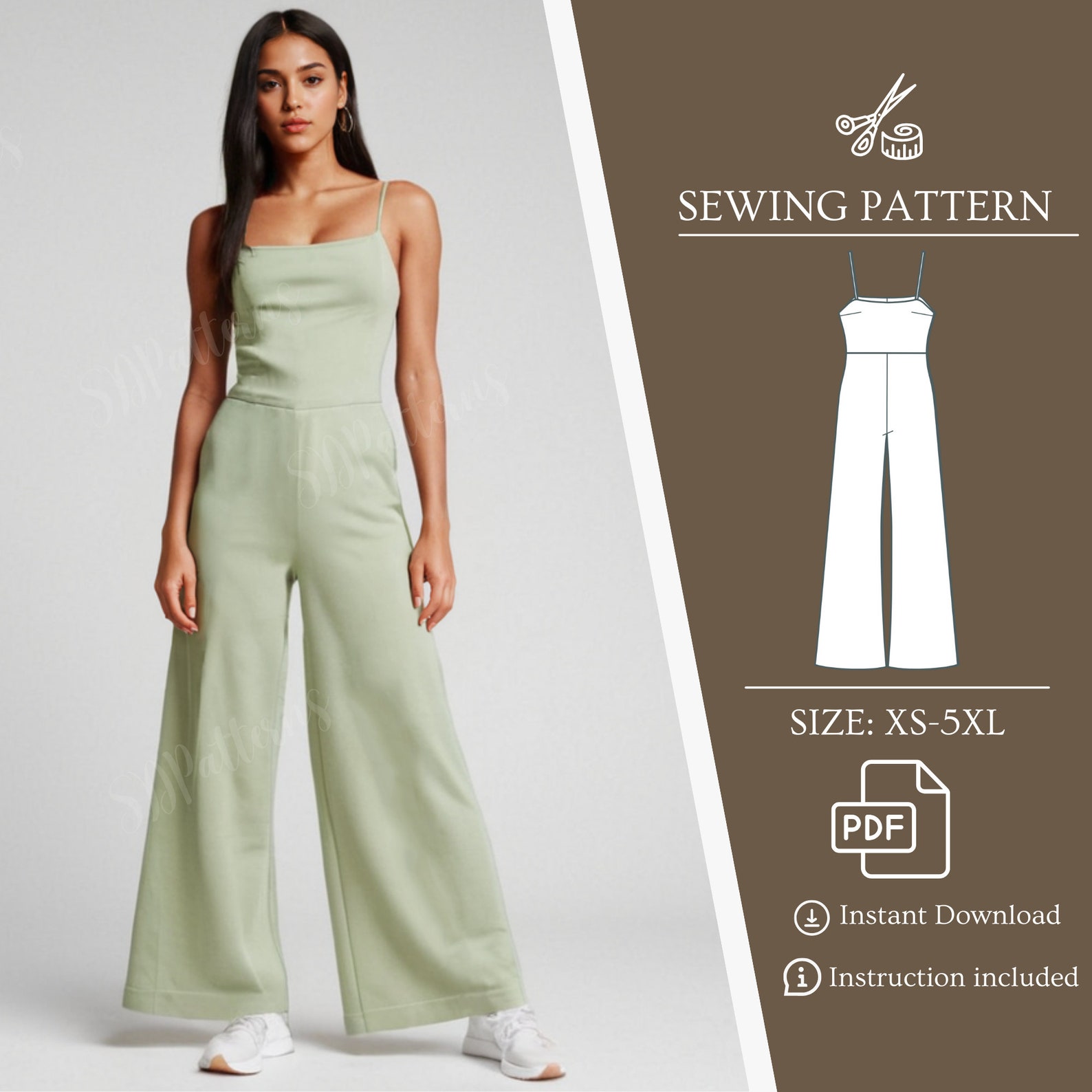 Bundle of Jumpsuits Patterns, Set Overalls Sewing Pattern, Women's ...