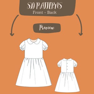 Vintage Peter Pan Collar Dress Sewing Pattern PDF | Bishop Sleeve Girl ...