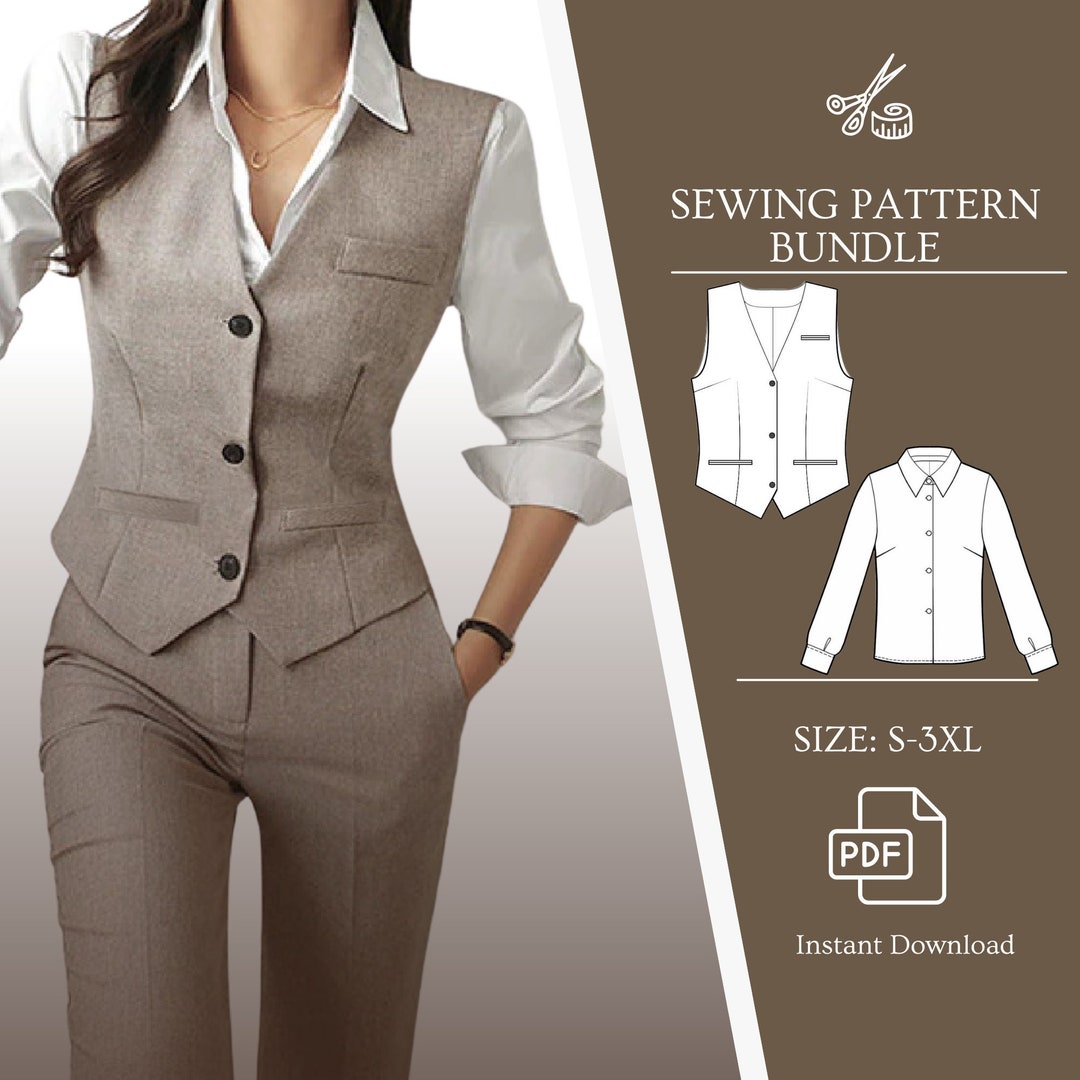 PDF Sewing Pattern Bundle Women Vest Sewing Pattern Blouse - Etsy