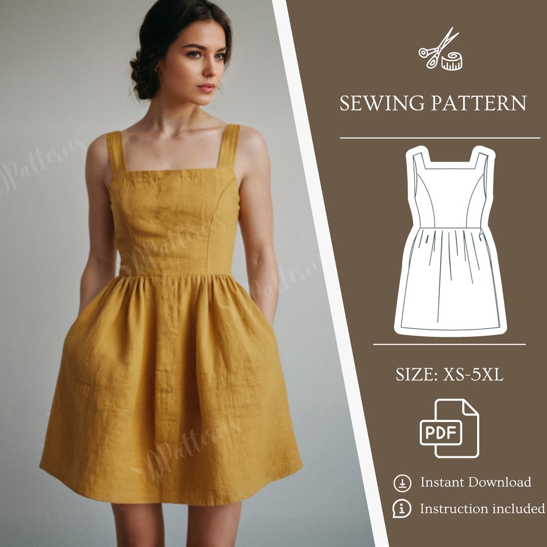 Linen Dress Sewing Pattern , Square Dress Pattern , Summer Dress PDF ...