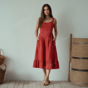 Straps Midi Dress Pattern, Ruffles Circular Skirt, PDF Sewing Pattern ...