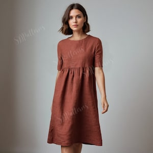 A-line Loose Dress, Linen Dress, Sewing PDF Pattern Dress, Hight Waist ...