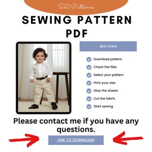 Boys Shirt and Pants Suit Sewing Pattern Classic Pants for Kids Pattern ...