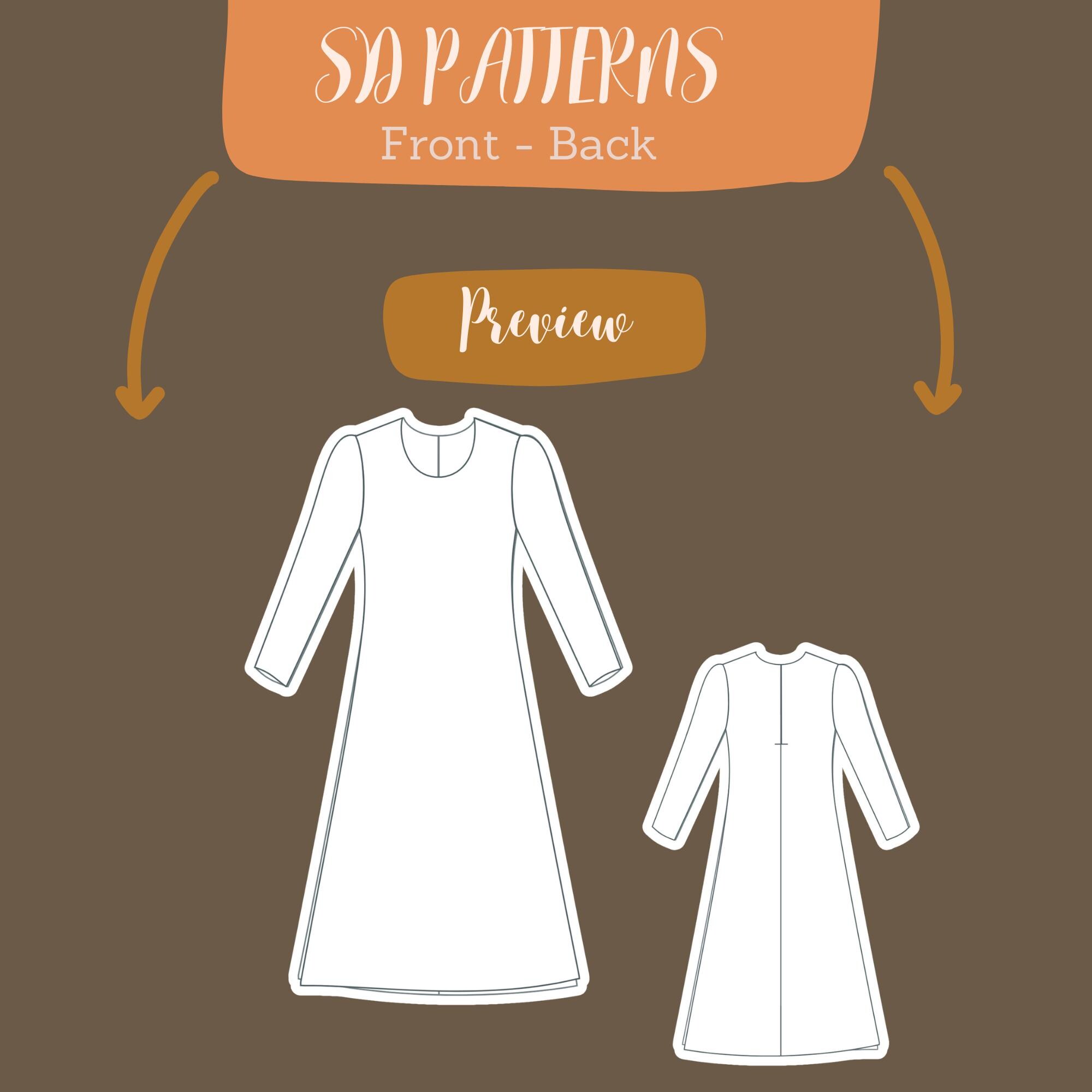 Boho Maxi Dress PDF Sewing Pattern | Long Sleeve Dress | Sizes XS-5XL ...