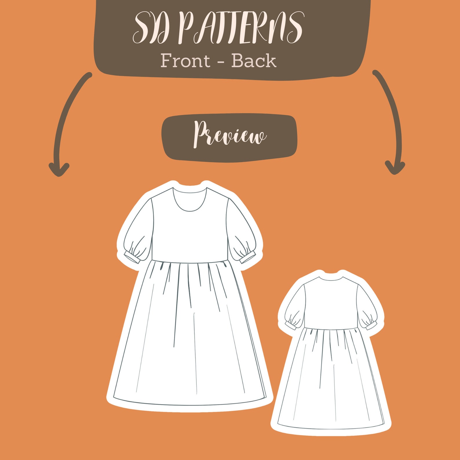 Linen Dress Sewing Pattern Set | Girls and Women Bishop Dress Pattern ...