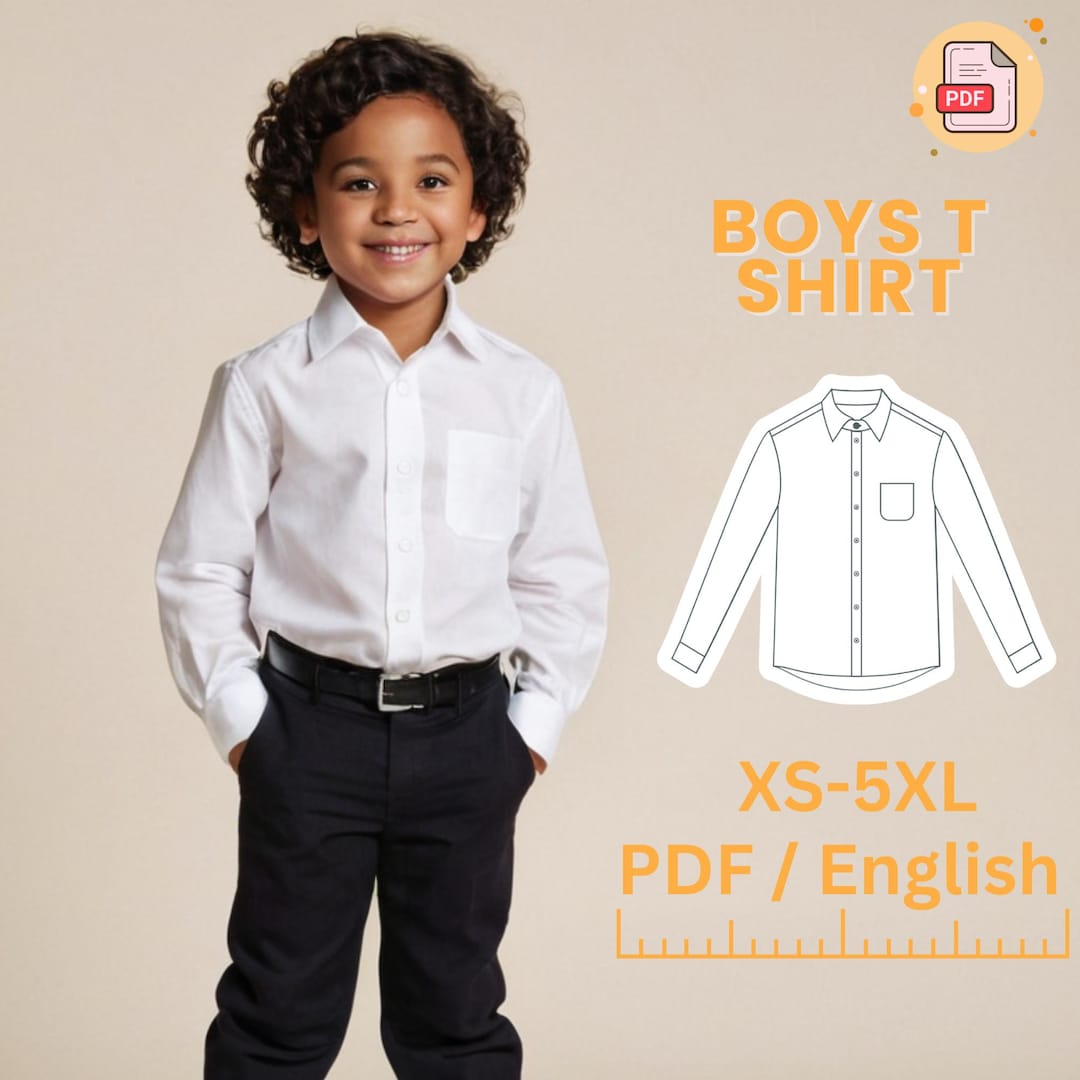Boys Shirt Sewing Pattern Kids Classic Shirt Top Pattern Beginner ...