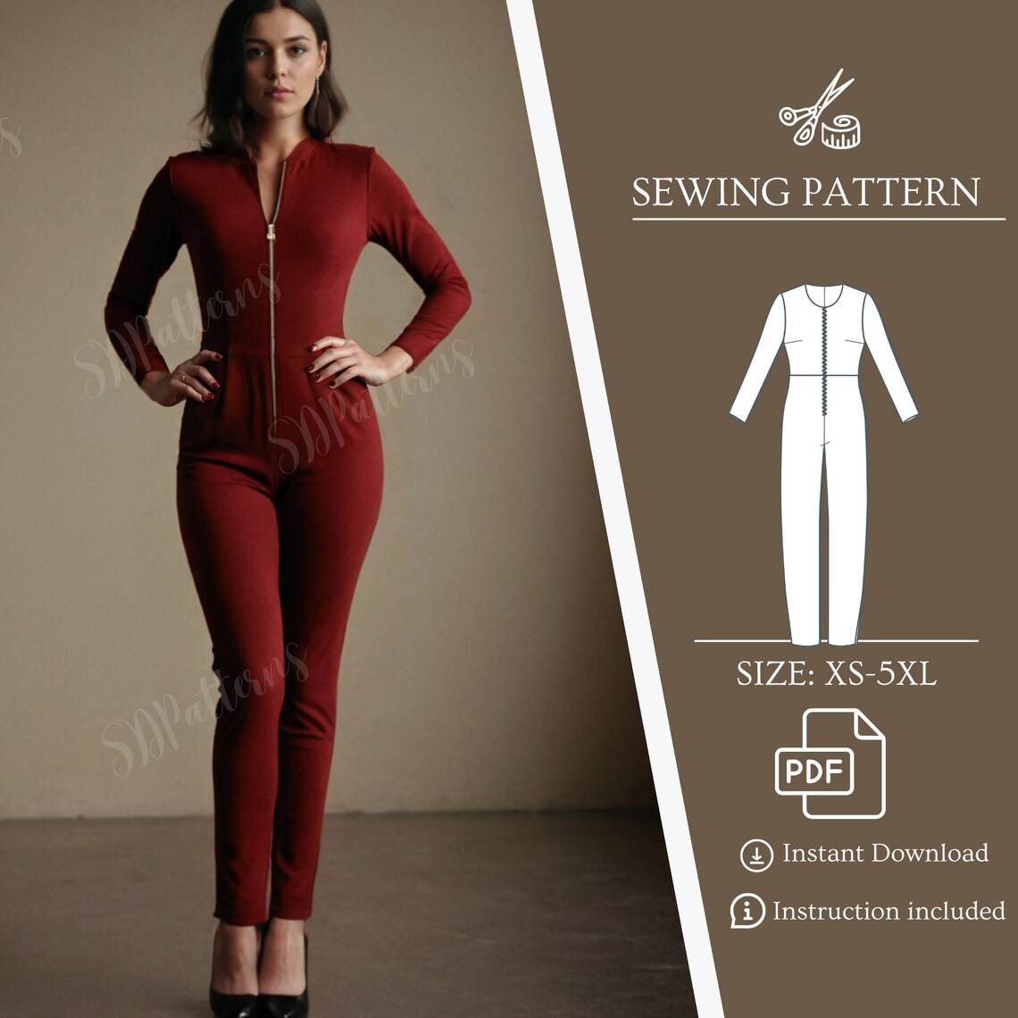 Bundle of Jumpsuits Patterns, Set Overalls Sewing Pattern, Women's ...