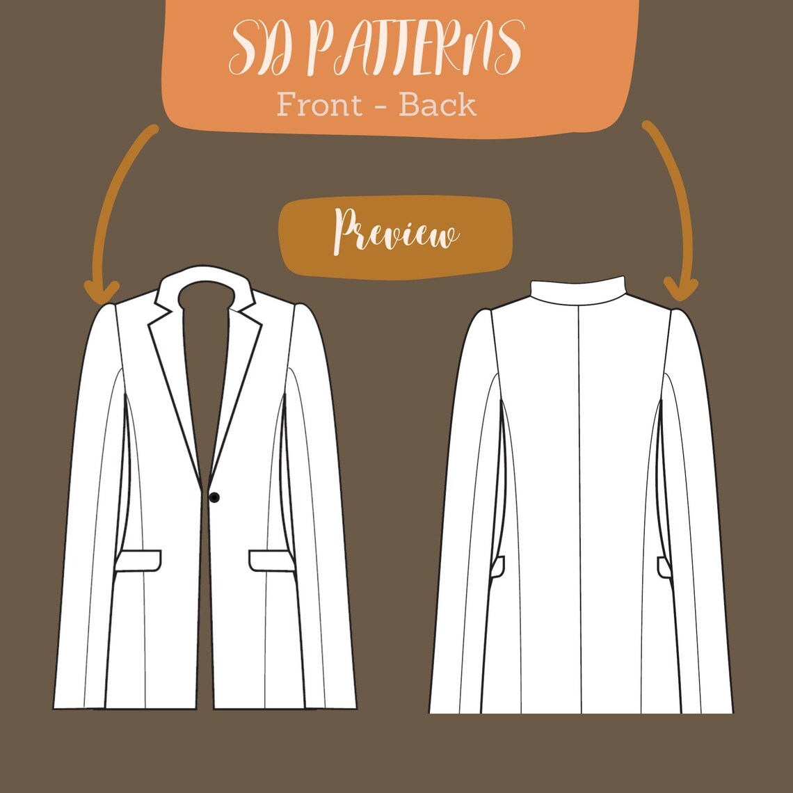 Women Blazer Sewing Pattern, Button Jacket, Pockets Blazer, Classic ...