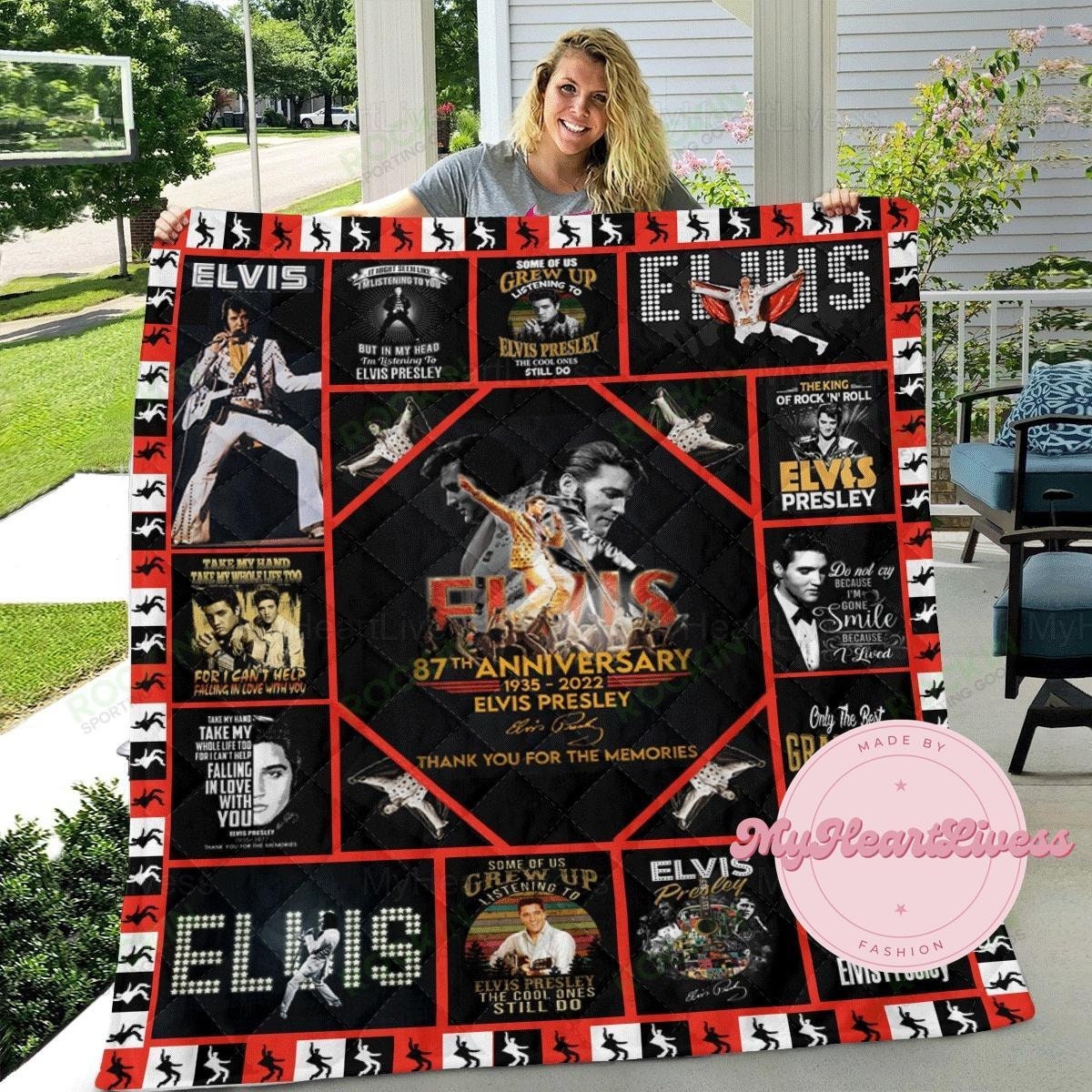 Elvis Presley Quilt Pattern Blanket Fleece Blanket's 30" x 40" sold by ...