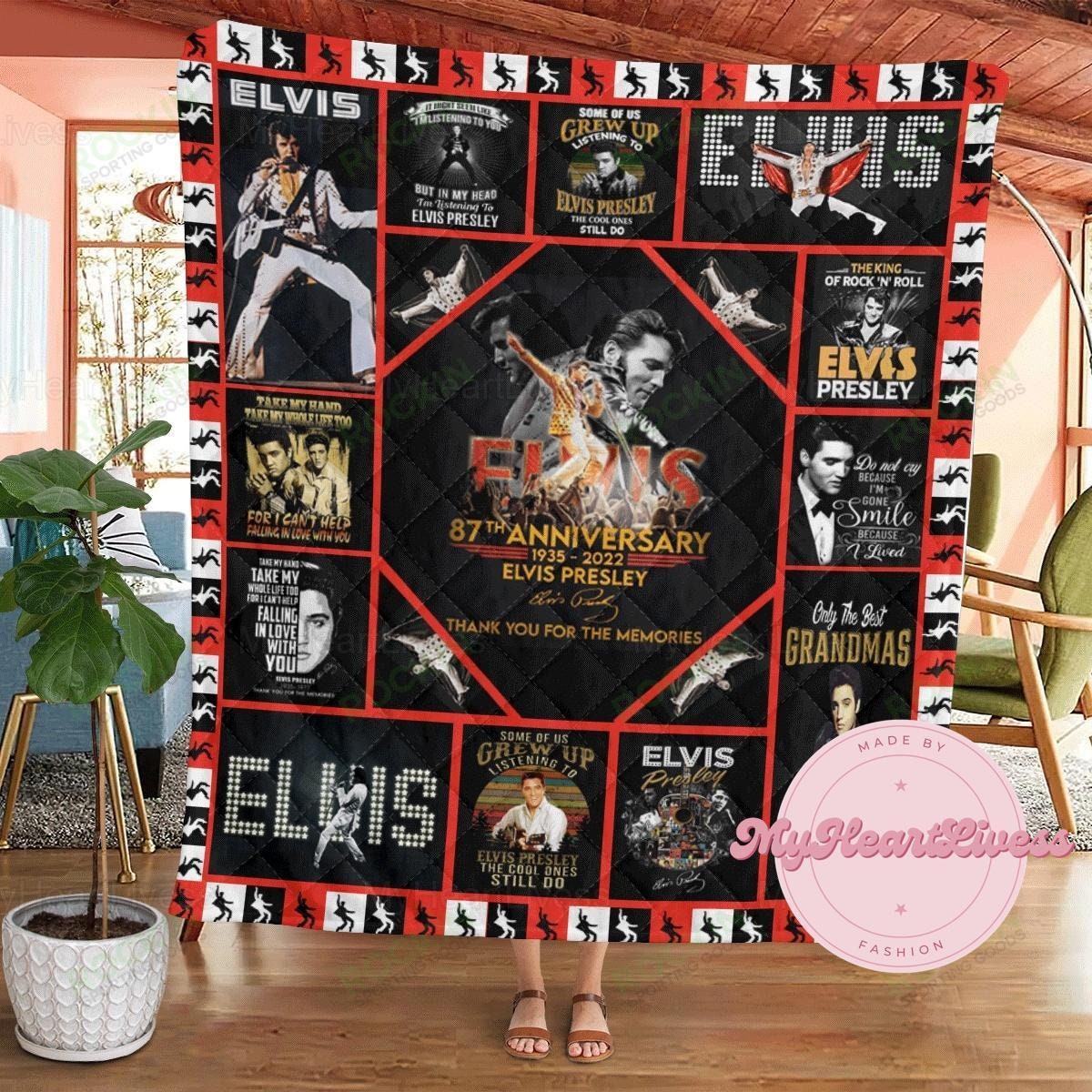 Elvis Presley Quilt Pattern Blanket Fleece Blanket's 30" x 40" sold by ...
