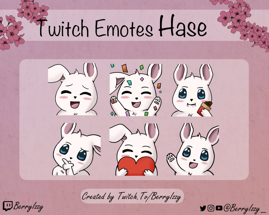 Cute Bunnies Emote Set / Cute Rabbit Emote Set Twitch Emotes / Discord ...
