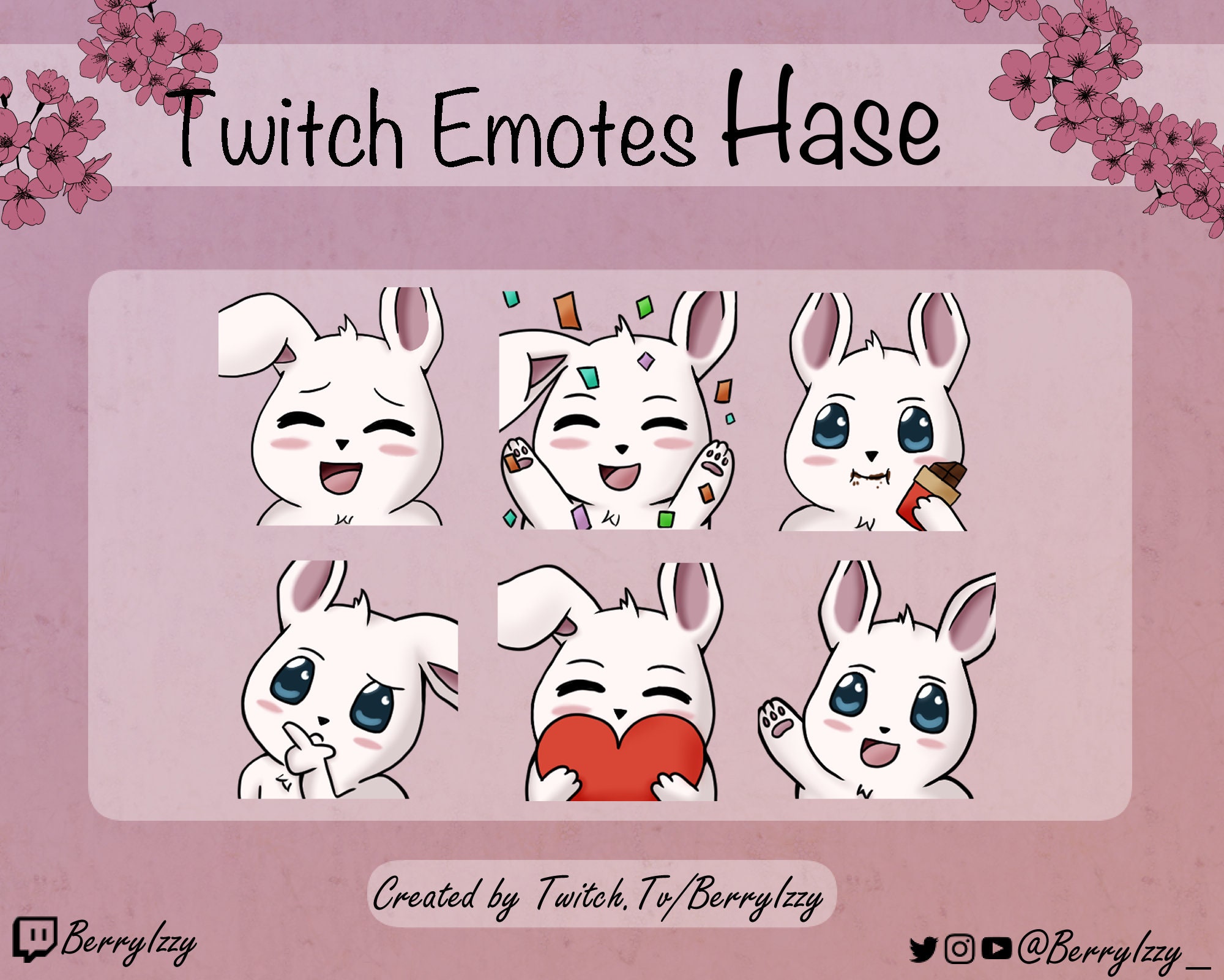 Cute Bunnies Emote Set / Cute Rabbit Emote Set Twitch Emotes / Discord ...