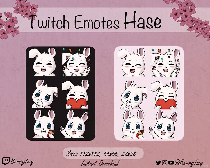 Cute Bunnies Emote Set / Cute Rabbit Emote Set Twitch Emotes / Discord ...