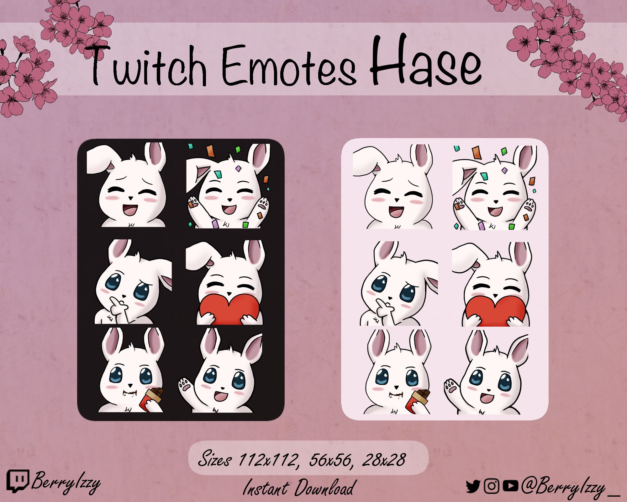 Cute Bunnies Emote Set / Cute Rabbit Emote Set Twitch Emotes / Discord ...