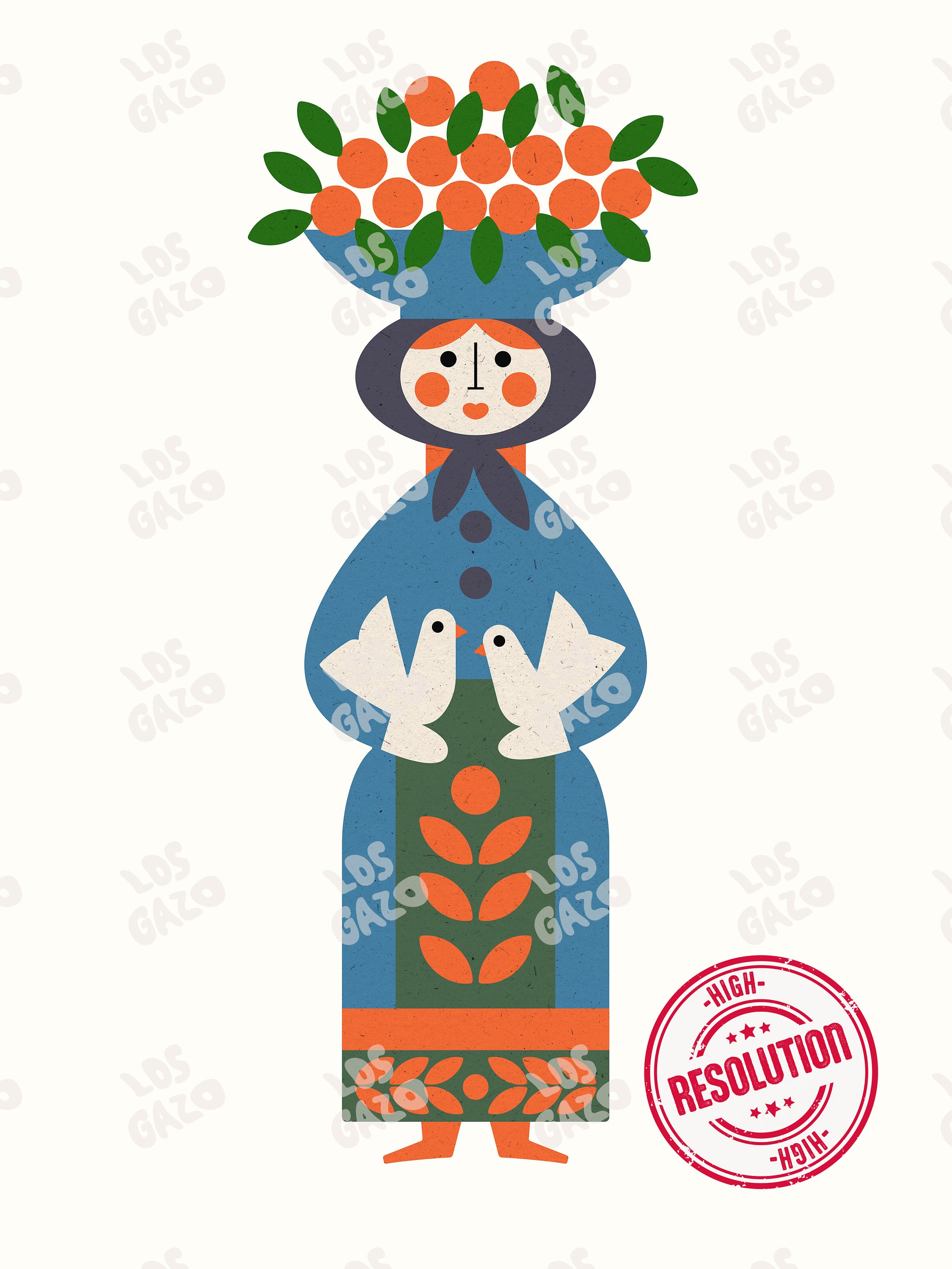Slavic Folk Art Print: Traditional Costume, Eastern European Decor ...