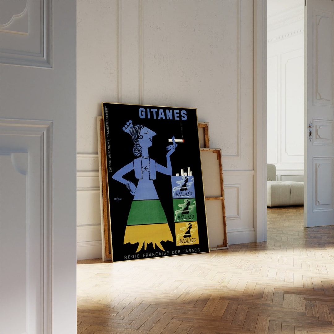 Vintage Gitanes Cigarettes Print, Retro Tobacco Advertising Poster ...