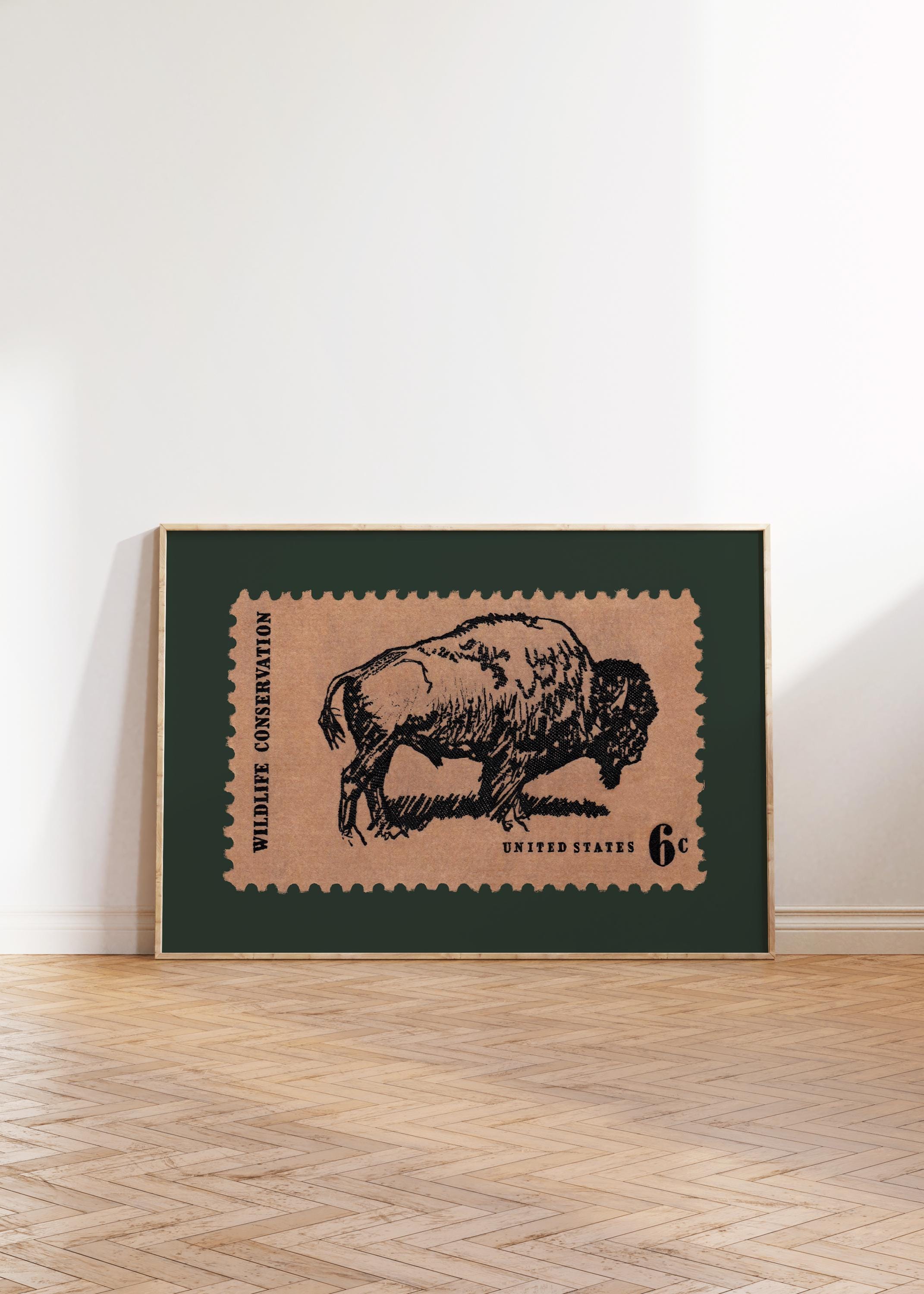 Vintage Bison print, american Buffalo Poster, Rustic Home Decor ...