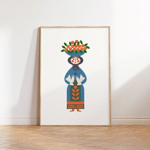 Slavic Folk Art Print: Traditional Costume, Eastern European Decor ...