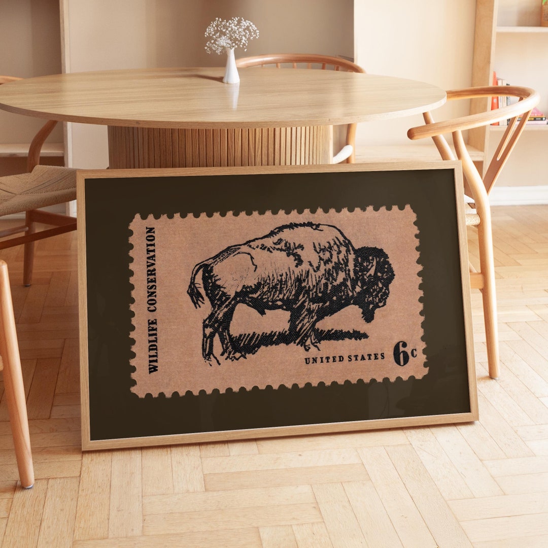 Vintage Bison print, american Buffalo Poster, Rustic Home Decor ...