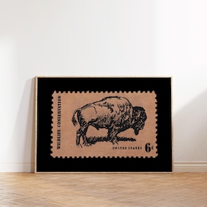 Vintage Bison print, american Buffalo Poster, Rustic Home Decor ...