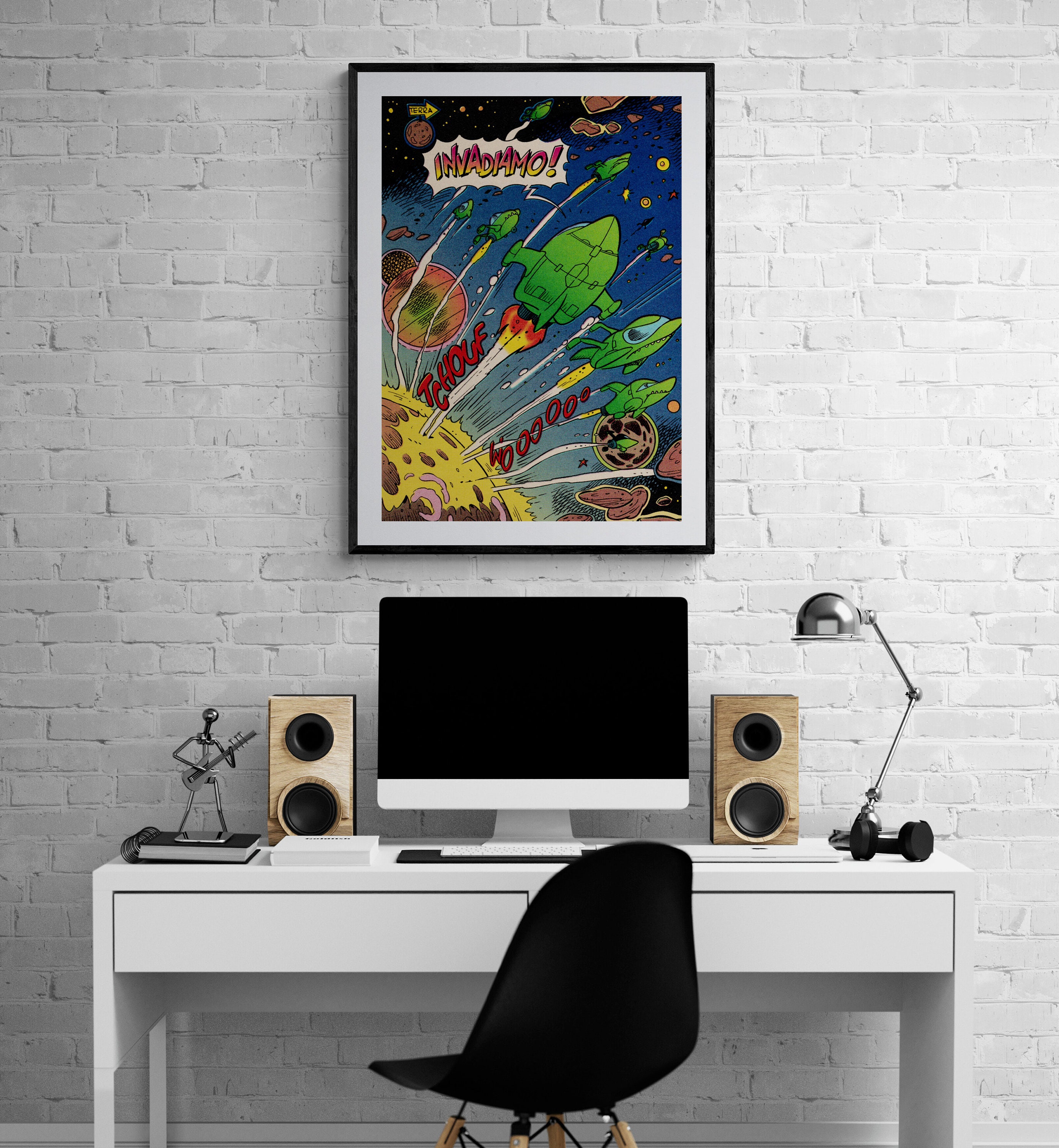 Retro Comic Spaceship Print, Rocket Poster, Space Rocket Art, Sci-fi ...