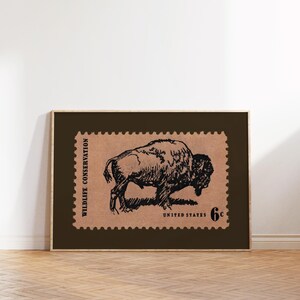 Vintage Bison print, american Buffalo Poster, Rustic Home Decor ...
