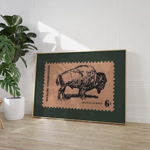 Vintage Bison print, american Buffalo Poster, Rustic Home Decor ...