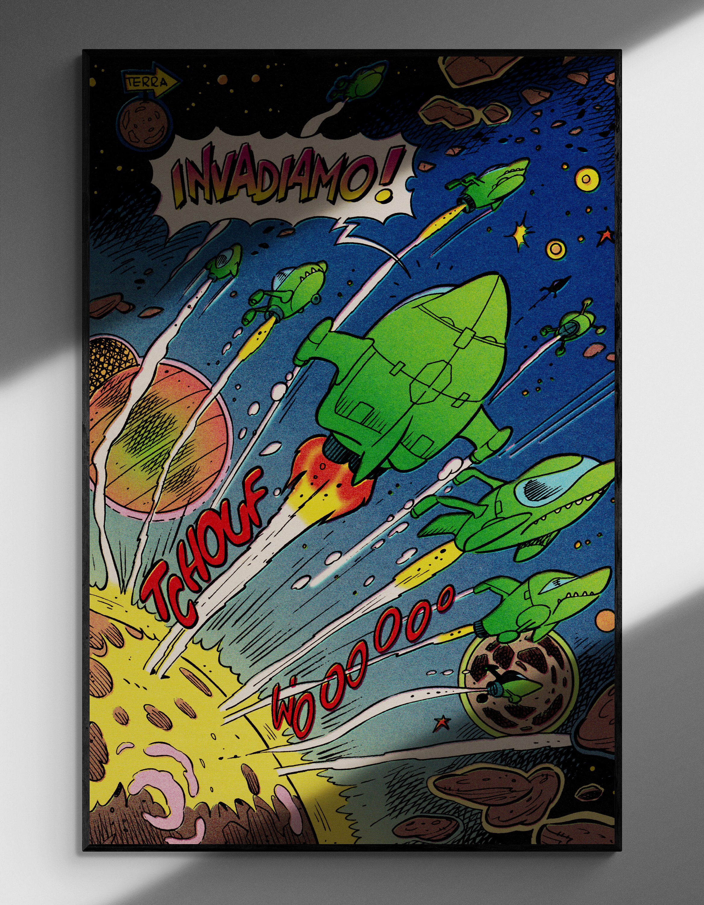 Retro Comic Spaceship Print Rocket Poster Space Rocket Art - Etsy