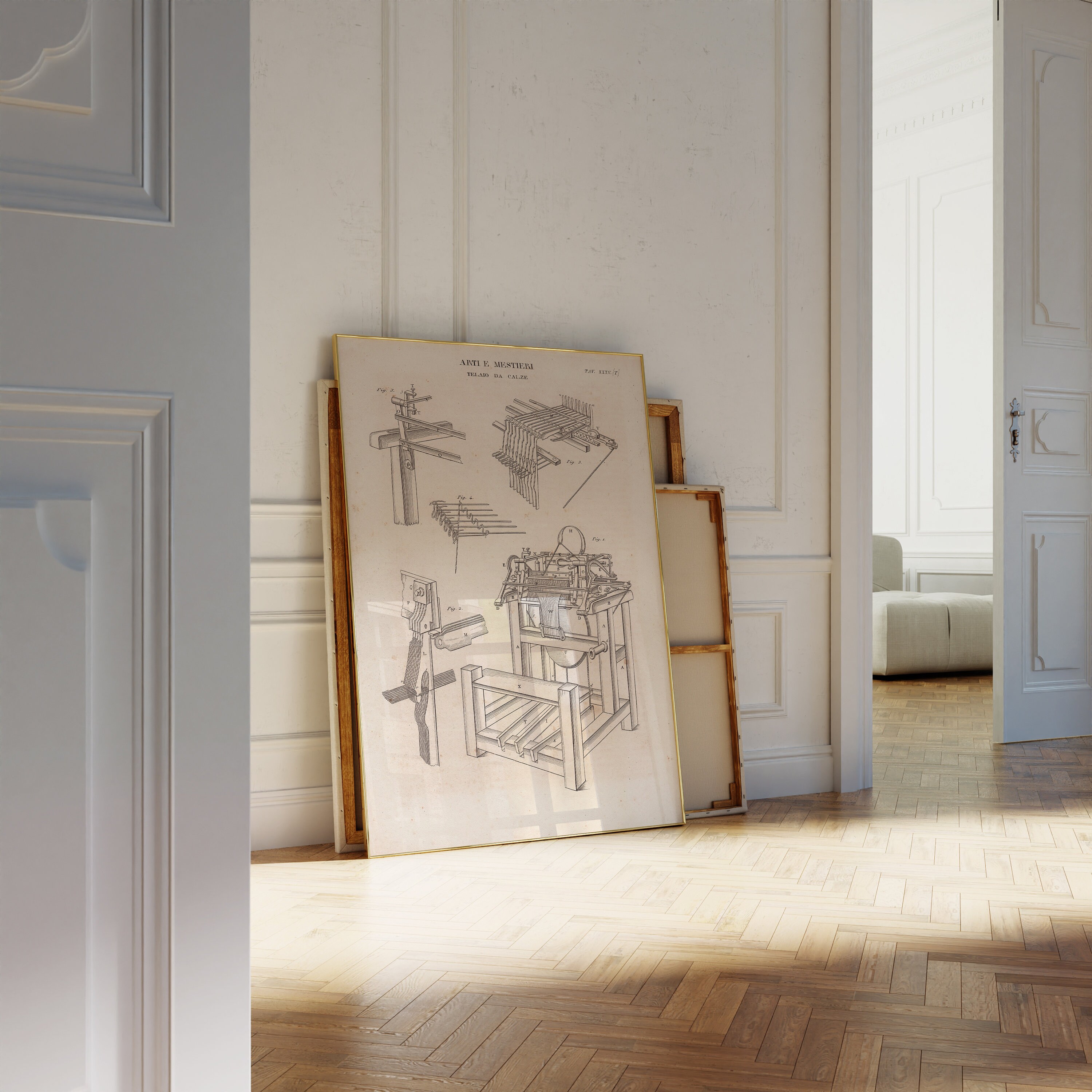 Vintage Loom Drawing Print, Patent Poster, Antique Sketch Art ...