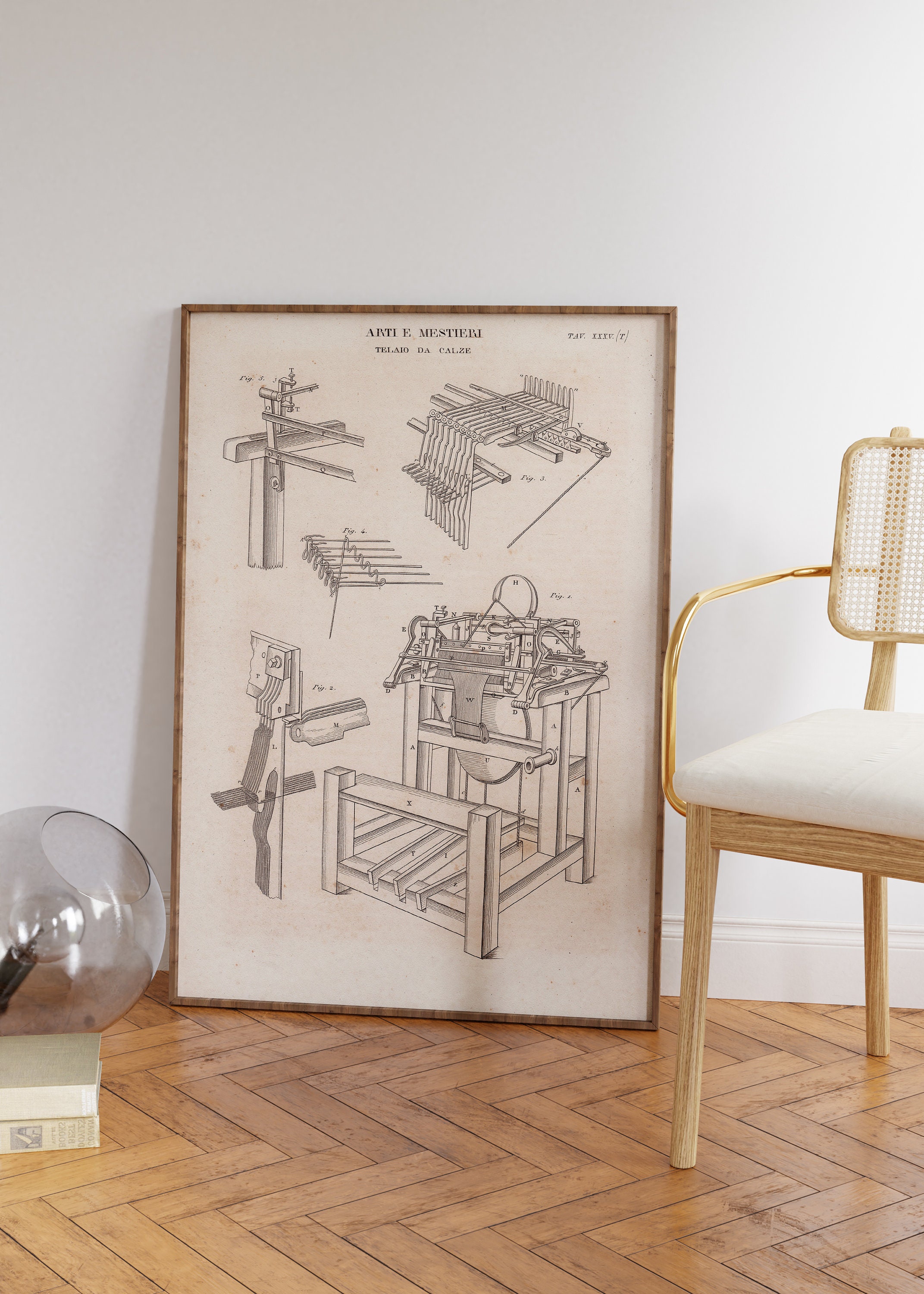 Vintage Loom Drawing Print, Patent Poster, Antique Sketch Art ...