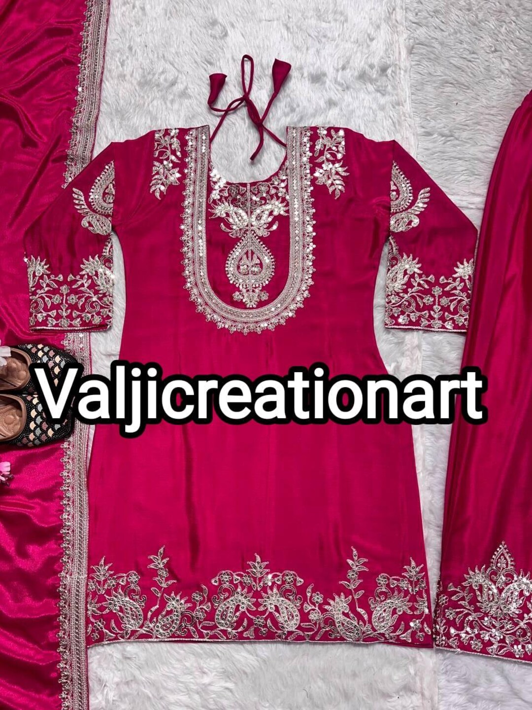 Pakistani Designer 3 Piece Heavy Embroidered Salwar Kameez With Dupatta ...
