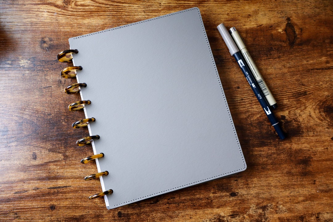 Classic Discbound Cover Grey Customizable Faux Leather Cover ...