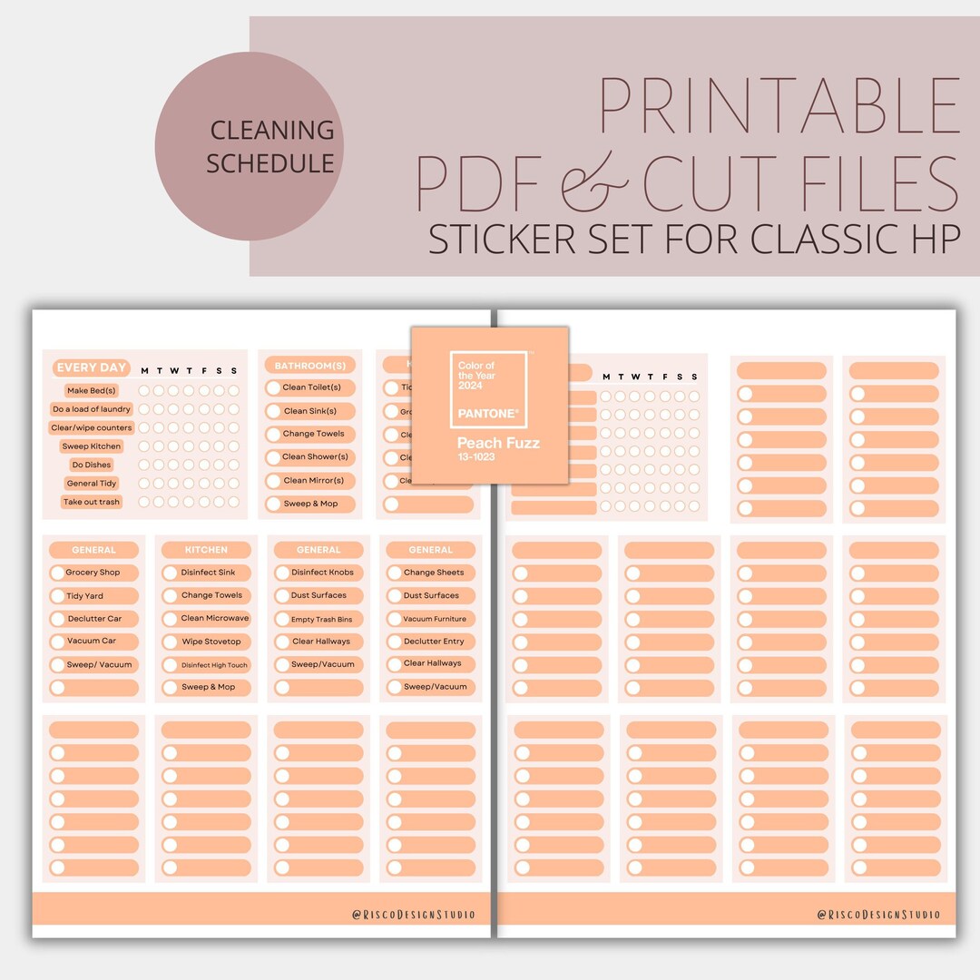Peachy Clean Cleaning Schedule Coordinated Sticker Kit Printable ...