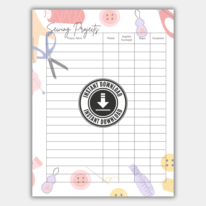 Sewing Project Tracker & Planner | Happy Planner Classic | Downloadable ...