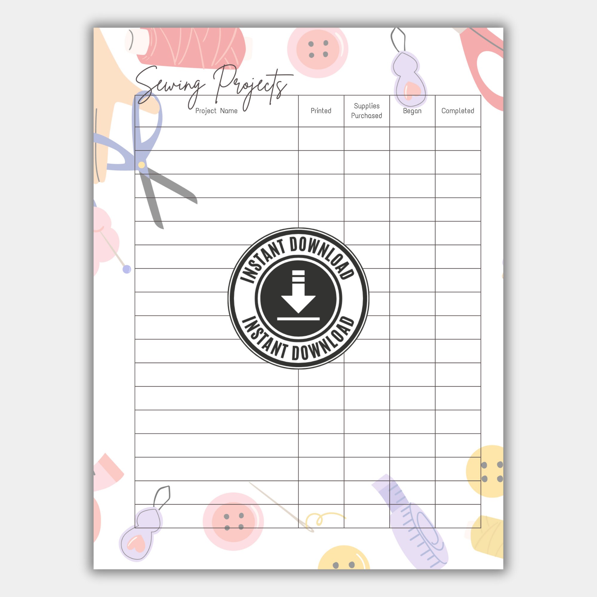 Sewing Project Tracker & Planner | Happy Planner Classic | Downloadable ...