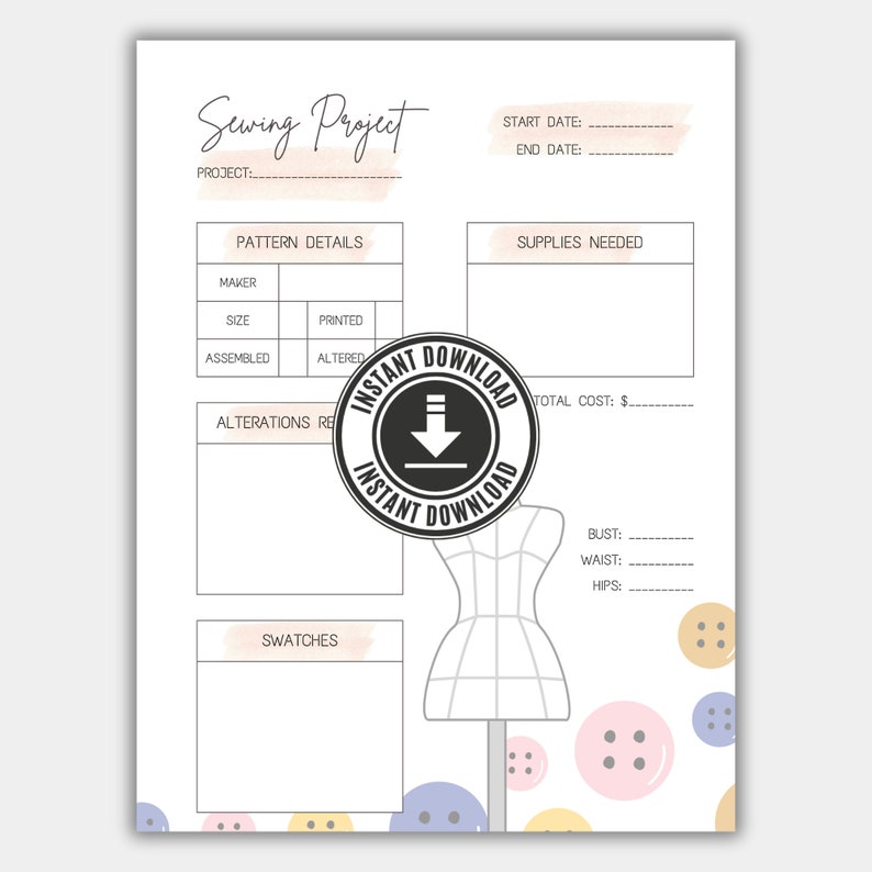 Sewing Project Tracker & Planner | Happy Planner Classic | Downloadable ...
