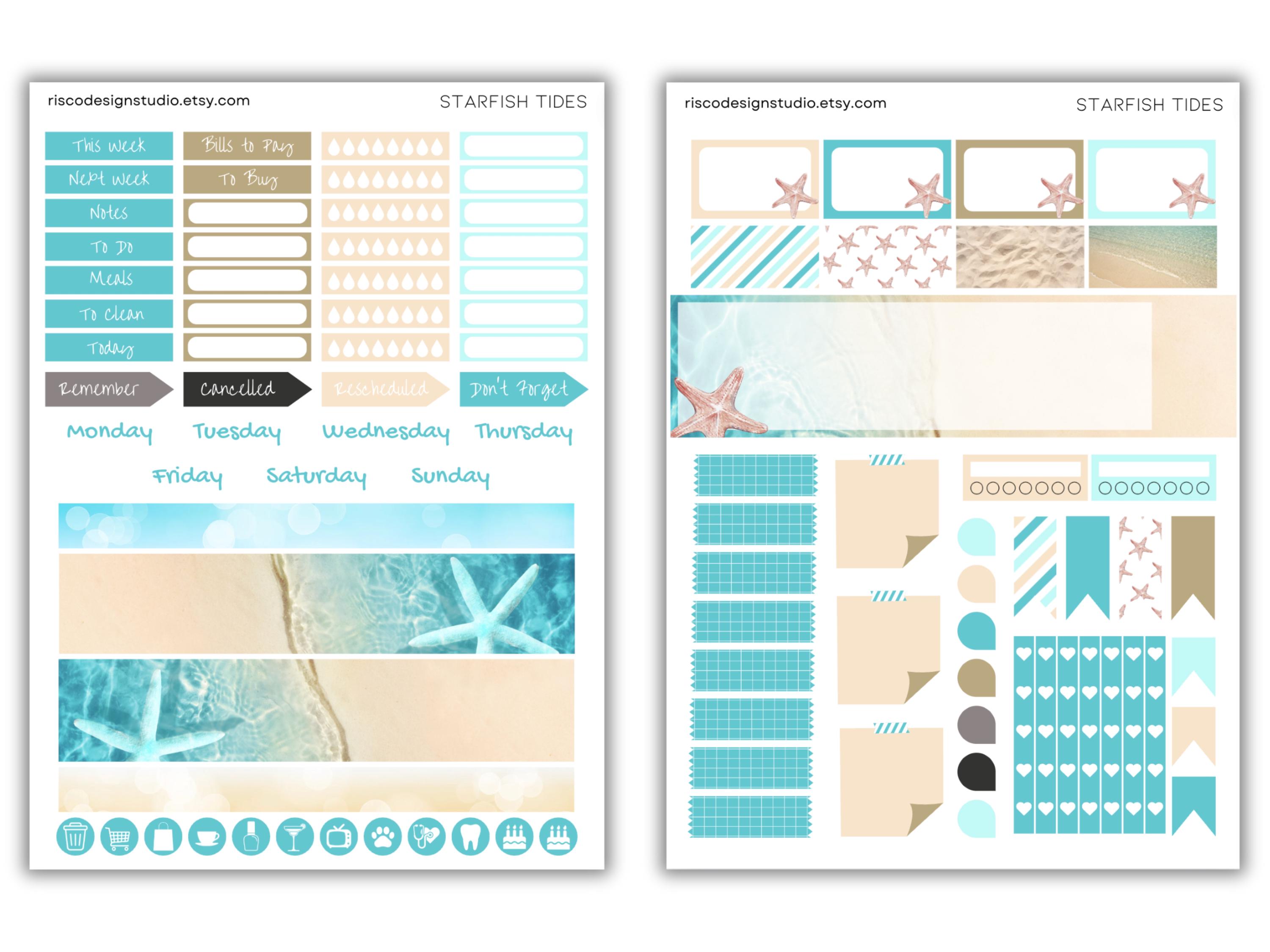 Happy Planner Printable Stickers | DIY PRINTABLE | Starfish Tides ...