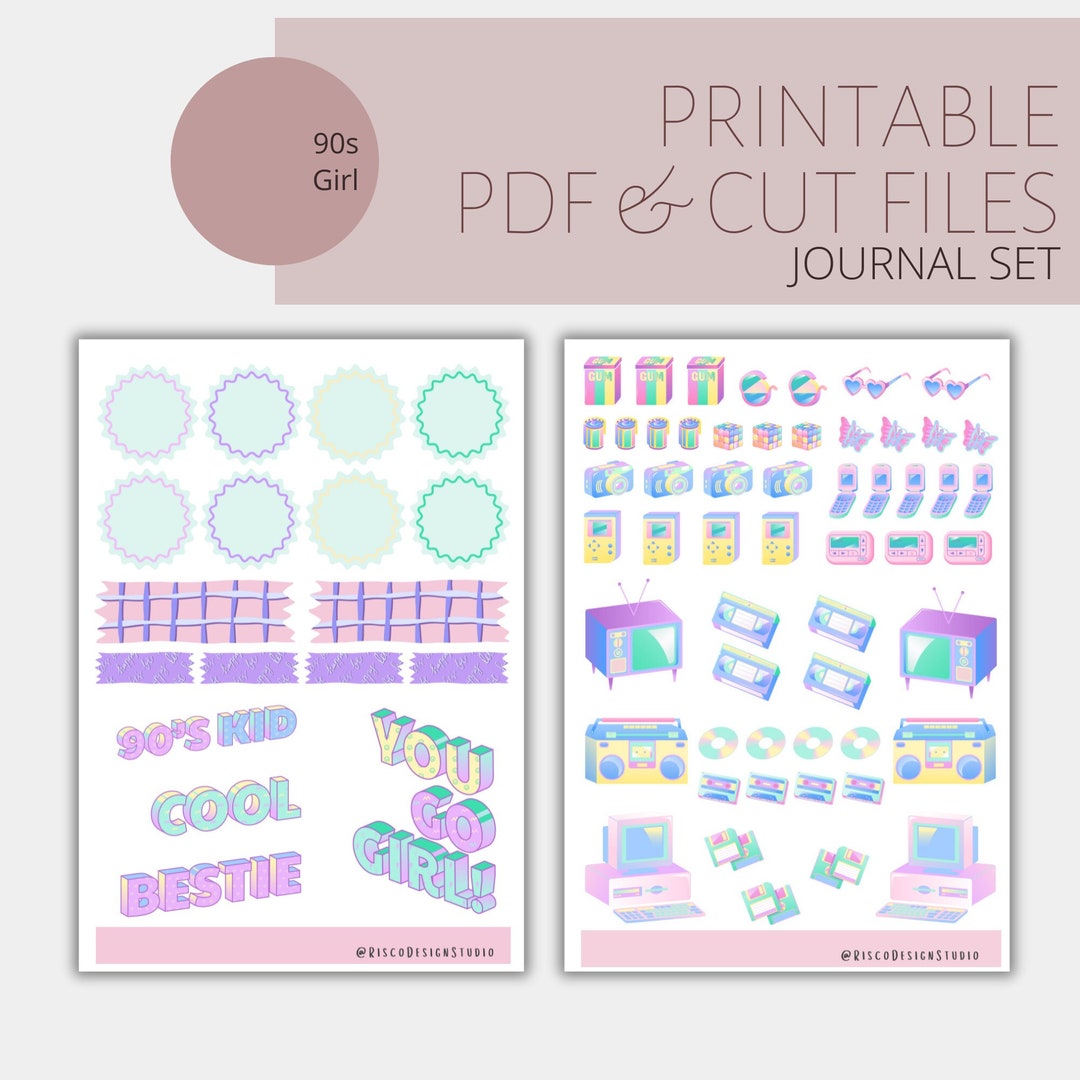 90s Nostalgia Sticker Set | Pastel Planner Stickers (printable) - Etsy