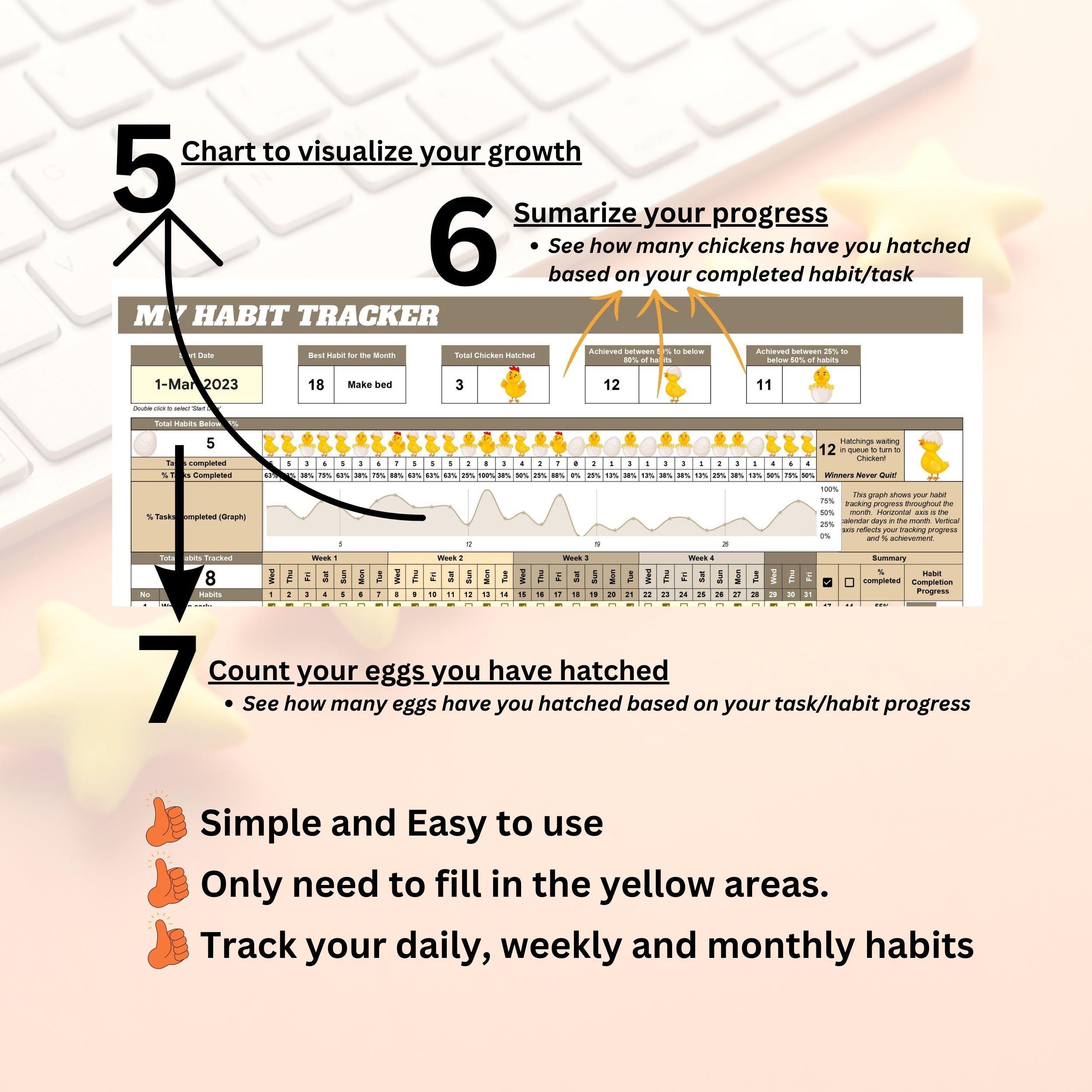 My Habit Tracker, Digital Habit Tracker, Google Sheets Spreadsheet ...